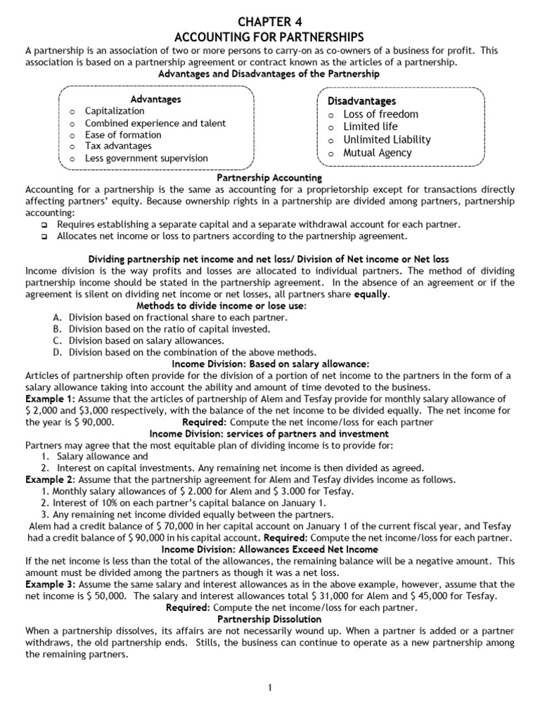 Short Note For FUA II-Ch-5-Part I | PDF | Partnership | Money