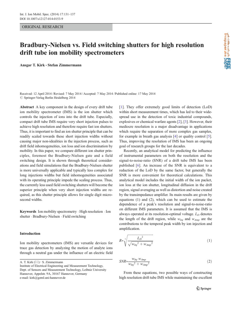 10.1007 - S12127 014 0153 9 Bradbury Nielsen Vs Field Switching ...