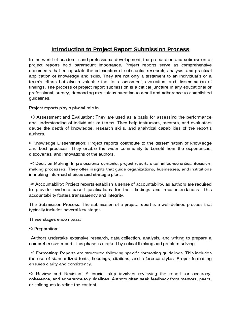 Introduction To Project Report Submission Process | PDF | Information ...