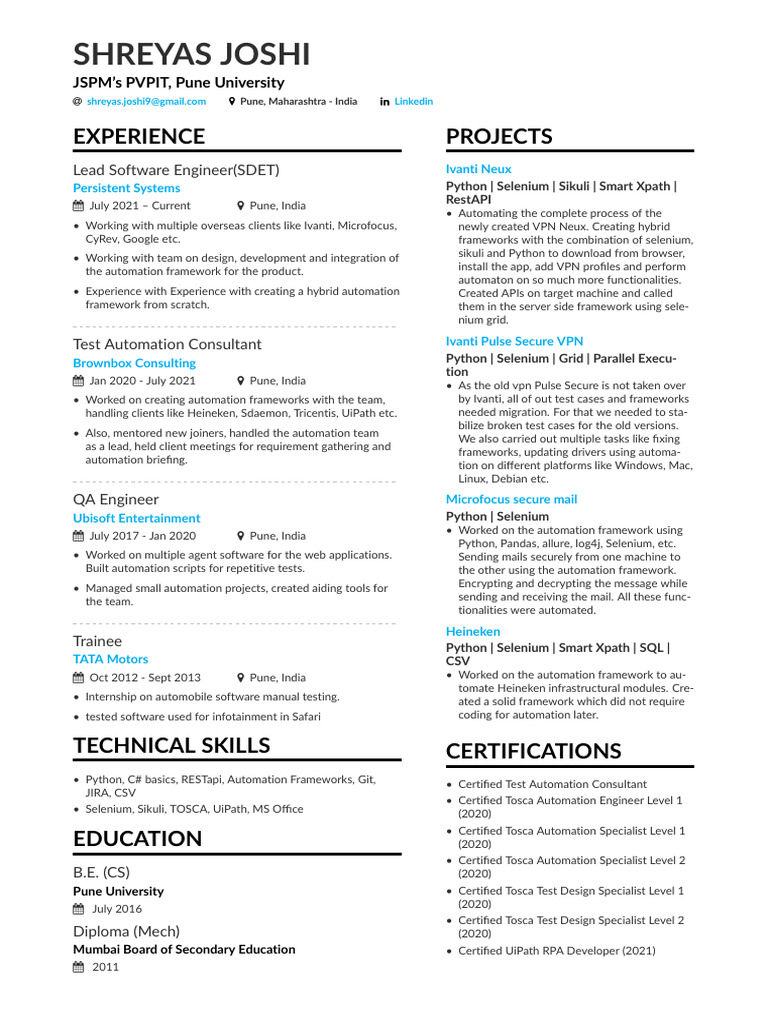 Resume 2023 | PDF | Selenium (Software) | System Software