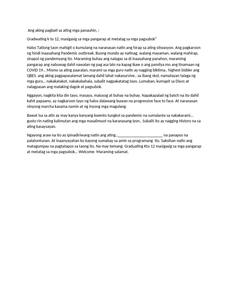 Graduation Message 2024 | PDF