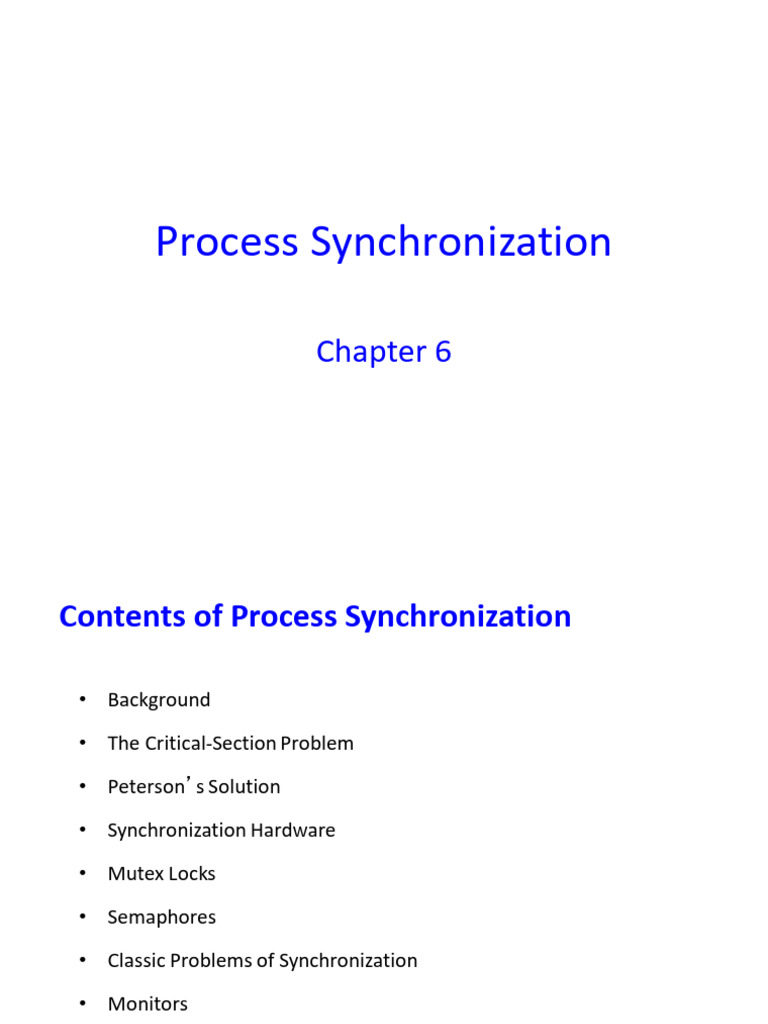 Process Synchronization | PDF | Process (Computing) | Synchronization Process Synchronization | PDF | Process (Computing) | Synchronization