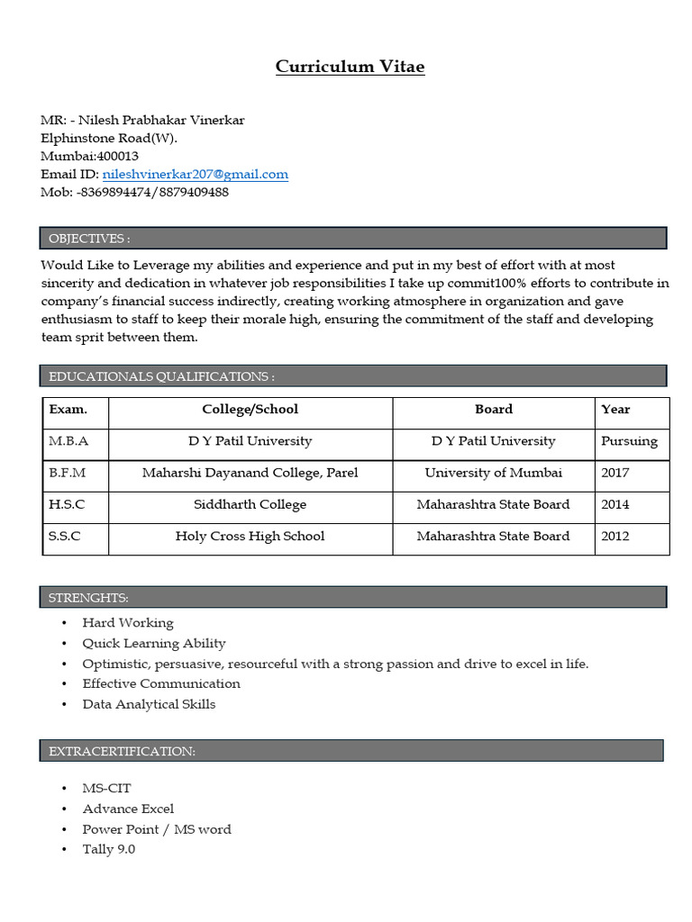 Nilesh CV - 2024 - V1 | PDF | Career & Growth | Business