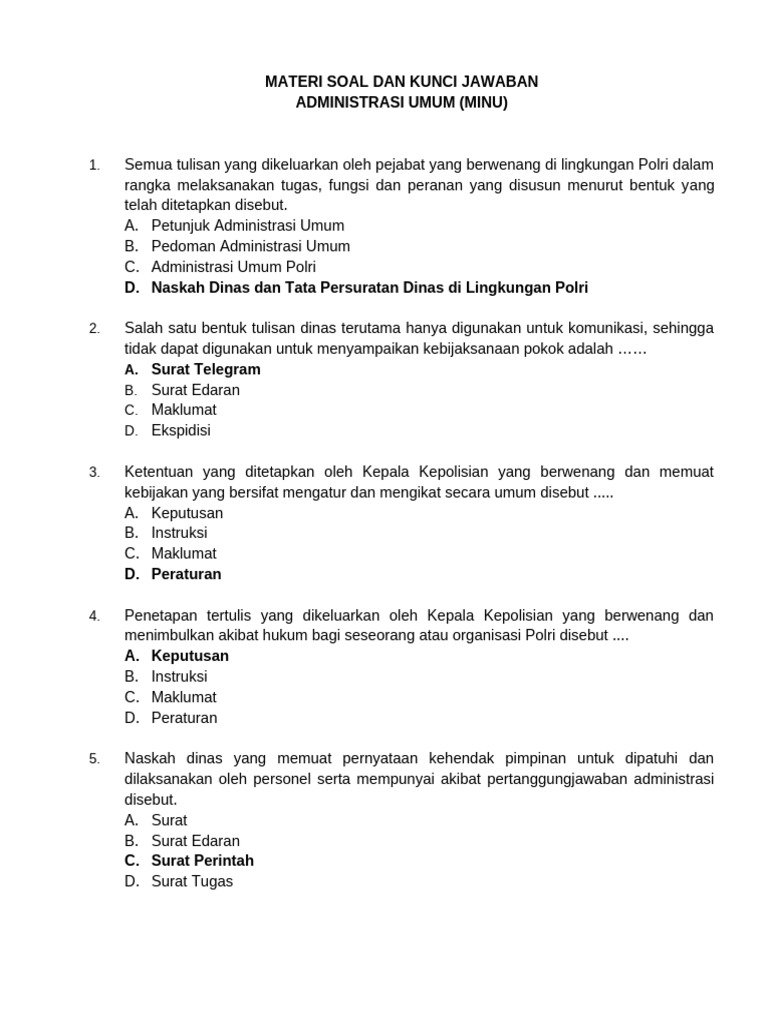 Soal Dan Kunci Setum | PDF