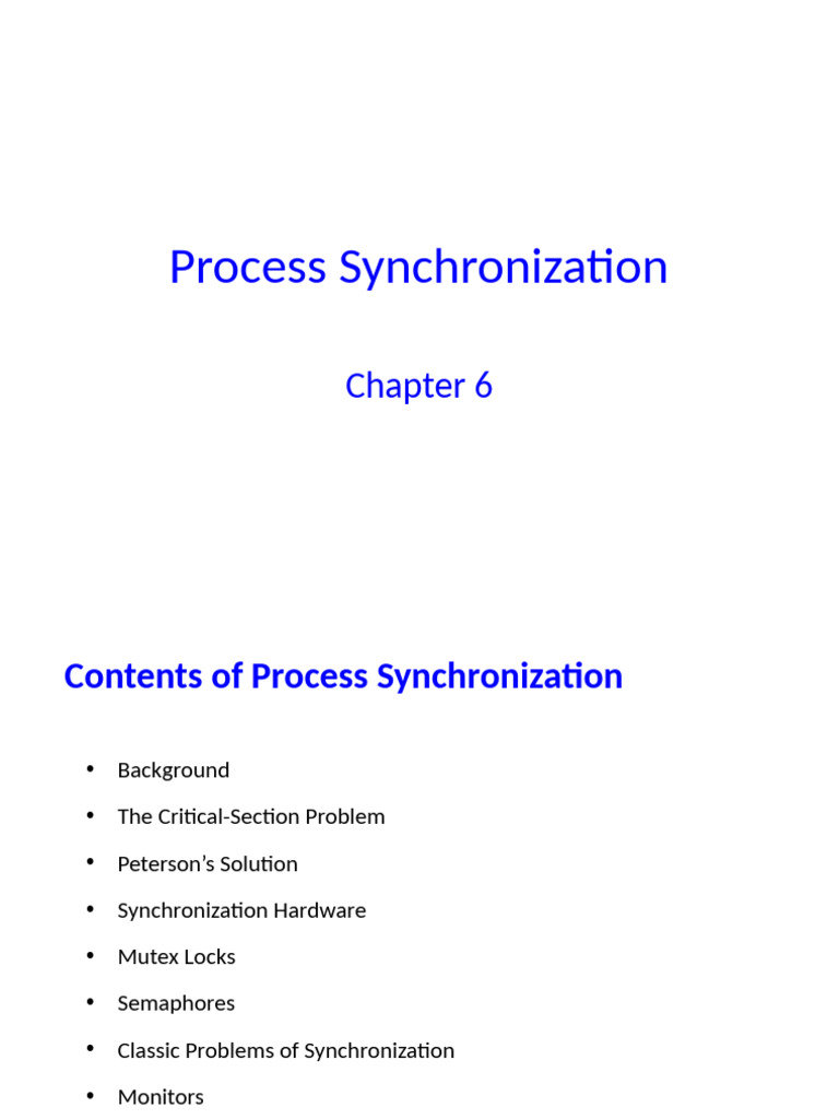 6 1 Process Synchronization | PDF | Process (Computing) | Computer Programming