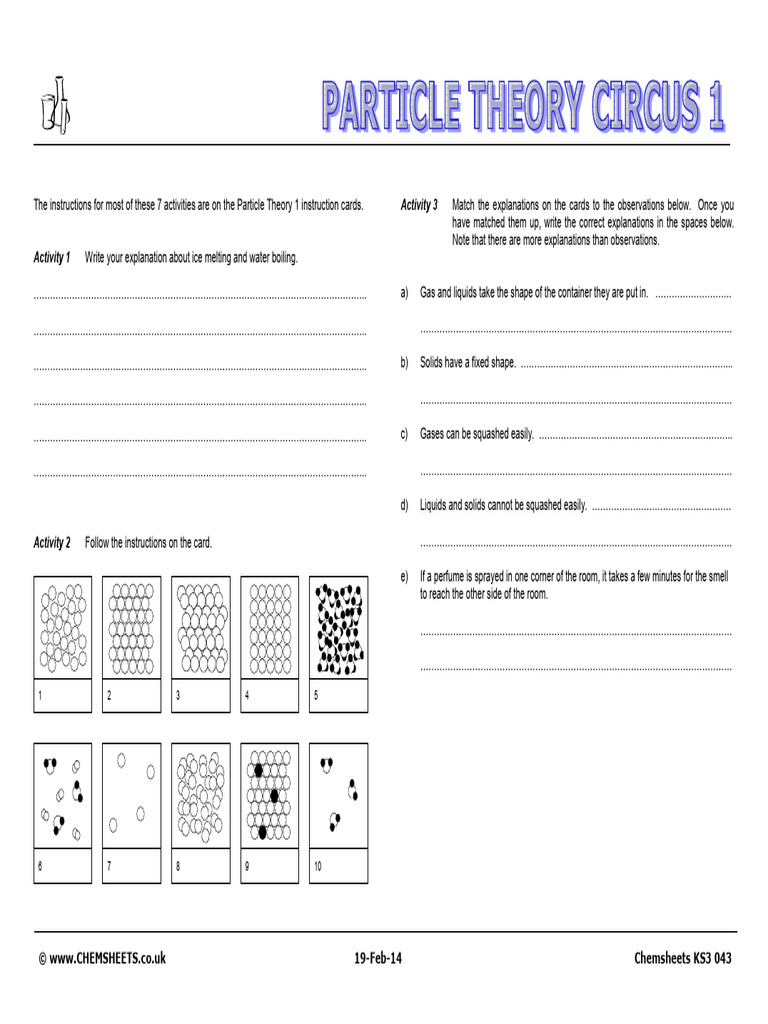 Chemsheets KS3 043 Particle Theory Circus 1 | PDF | Liquids | Melting