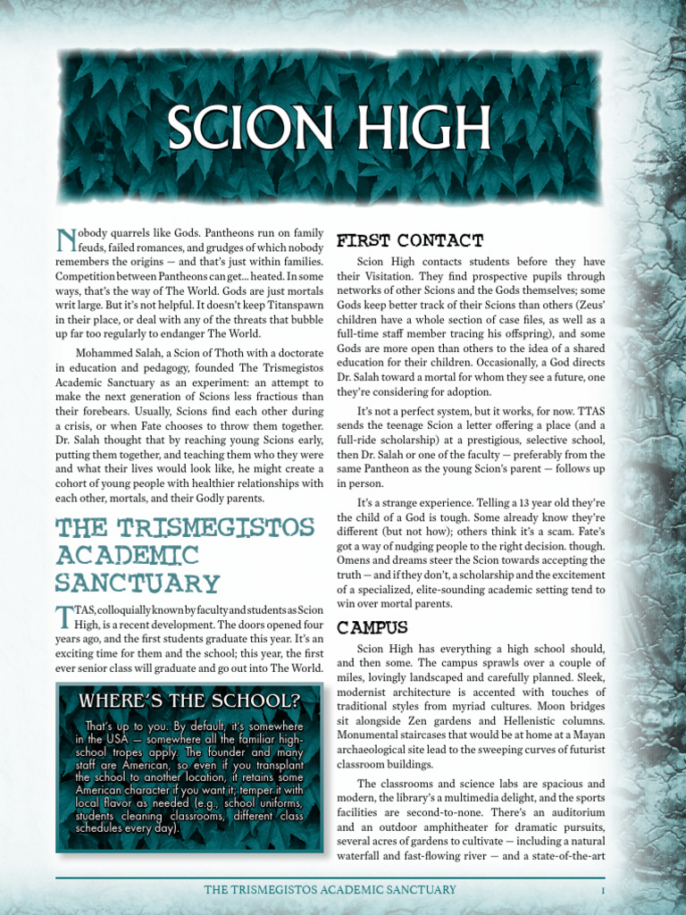 SCION 2e - Scion High | PDF