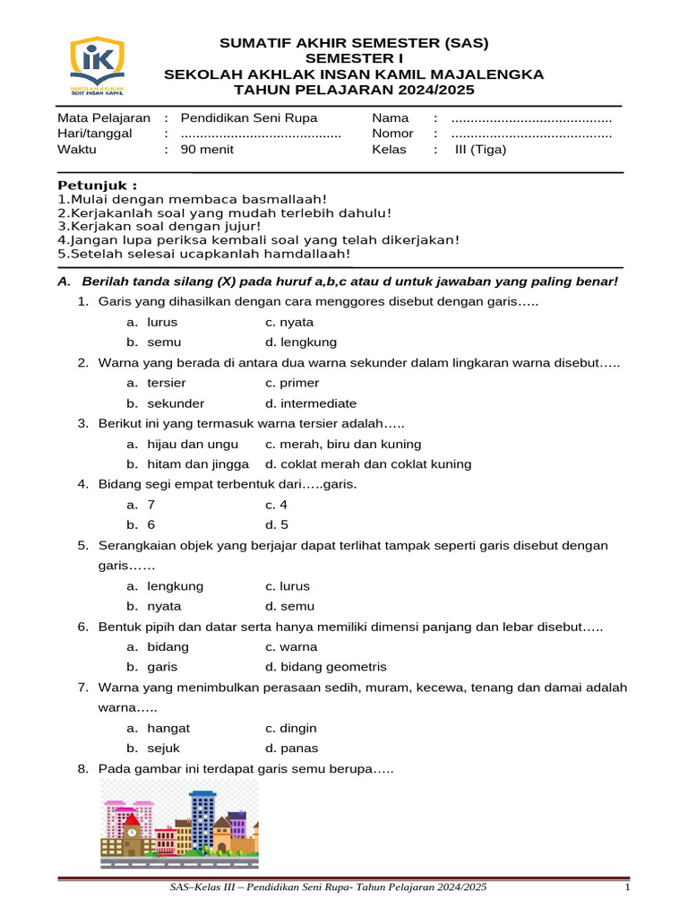 SAS Seni Rupa Kelas 3 - 110815 | PDF