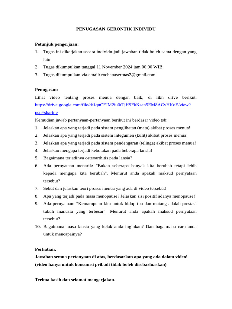 Penugasan Gerontik Individu | PDF