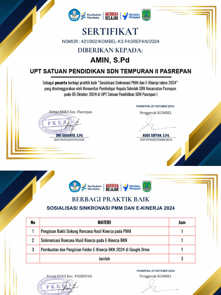 Sertifikat PMM Ekin | PDF