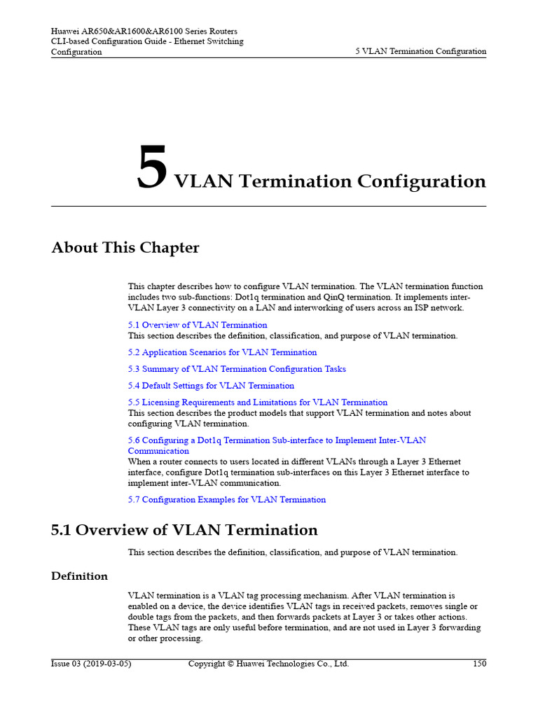 01 05 Vlan Termination Configuration Pdf Router Computing Computer Network
