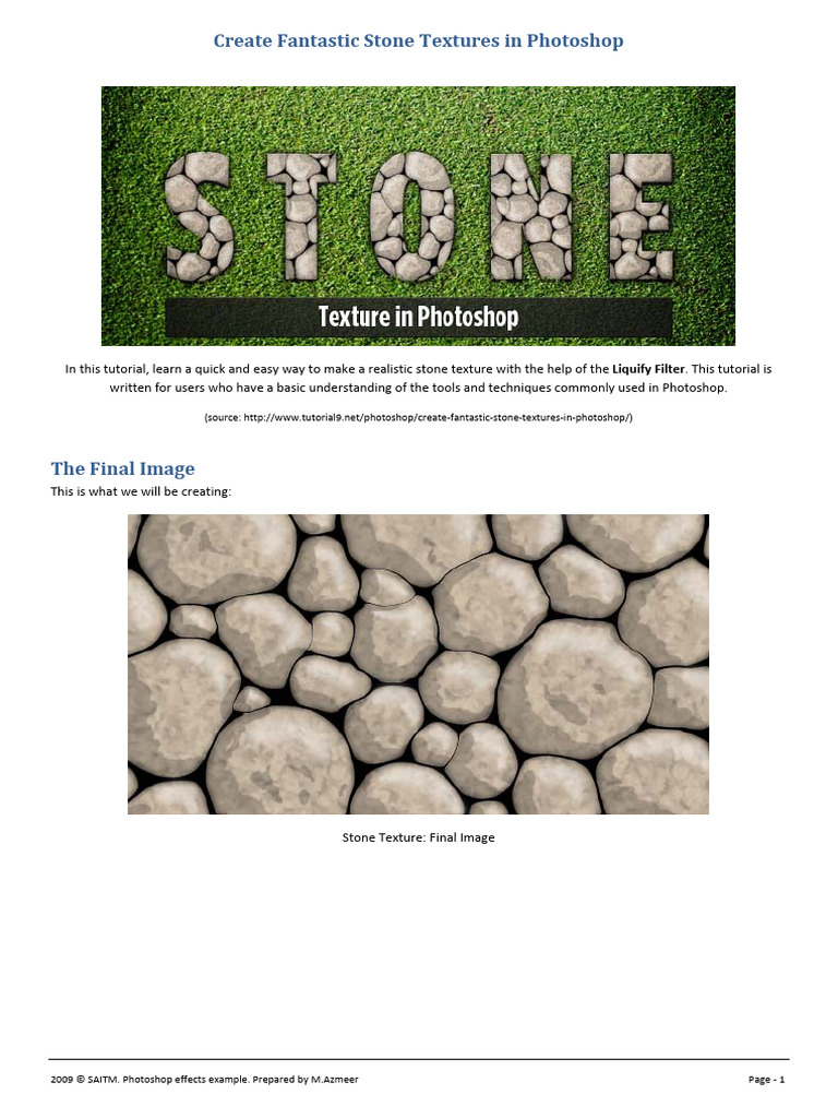 Create Stone Textures in Photoshop | PDF | Adobe Photoshop | Computer ...