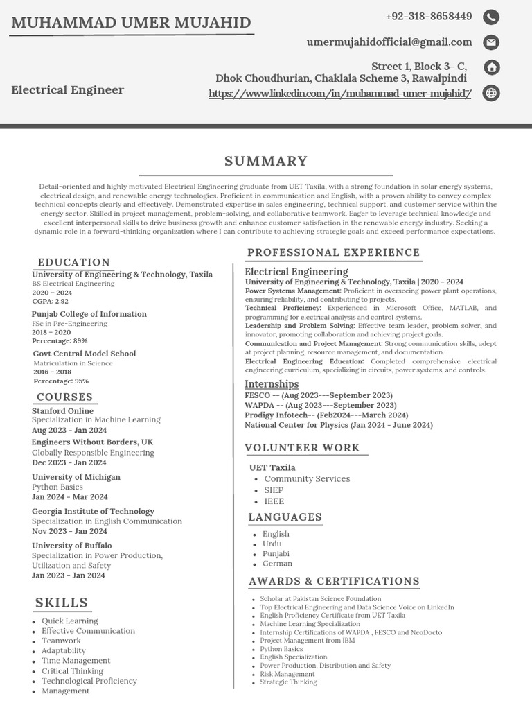 Muhammad Umer Mujahid | PDF | Engineering | Business Muhammad Umer Mujahid | PDF | Engineering | Business