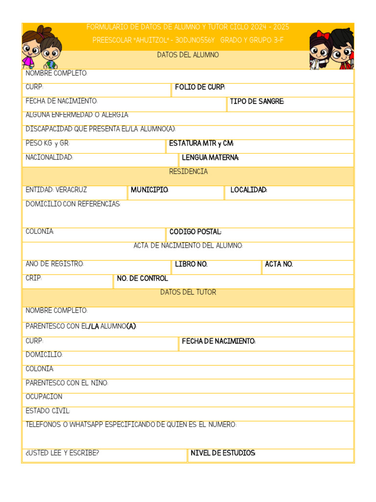 Formulario de Datos de Alumno y Tutor | PDF