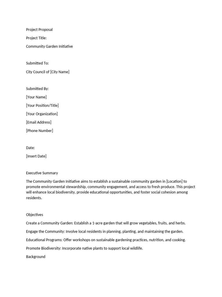 Project Proposal sample | PDF | Sustainability | Gardens