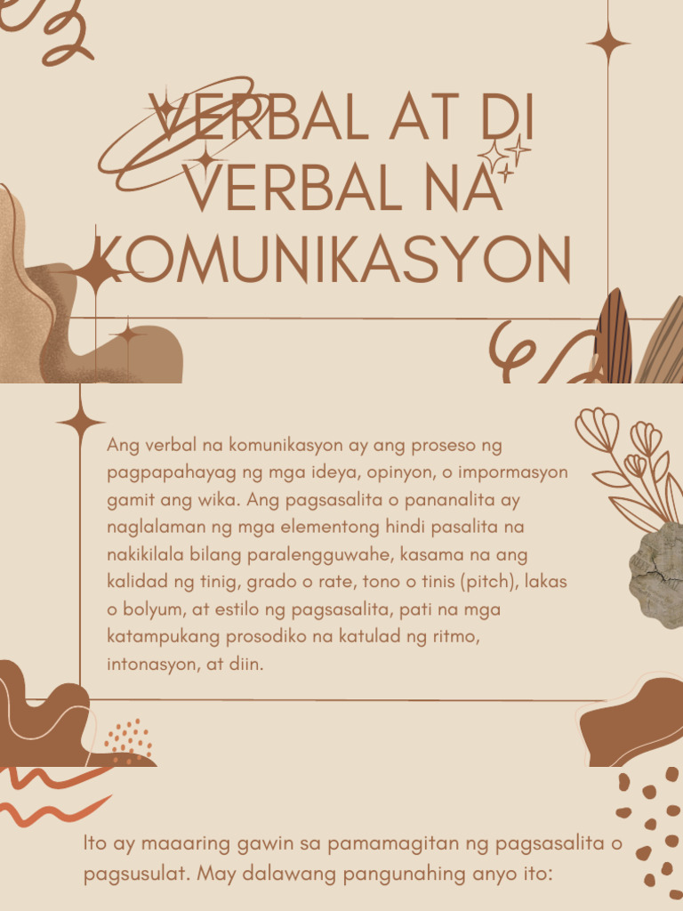 Group 1 Verbal at Di Verbal Na Komunikasyon | PDF