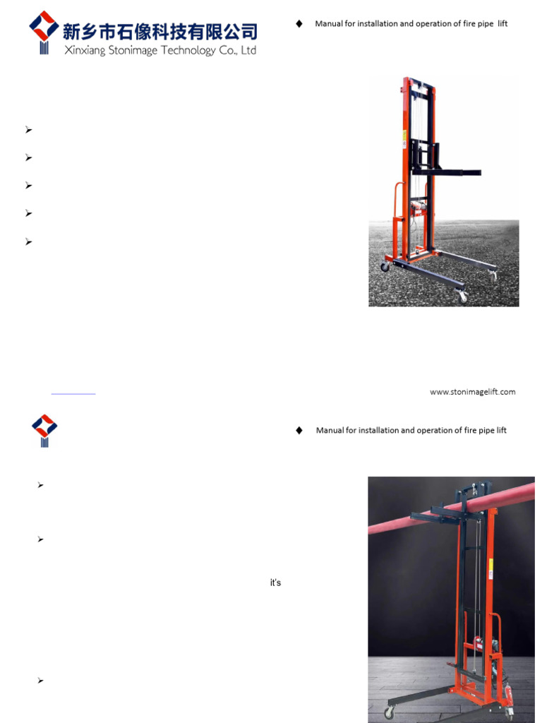 Electric Fire Pipe Lift Installation Guide | PDF | Elevator | Rope