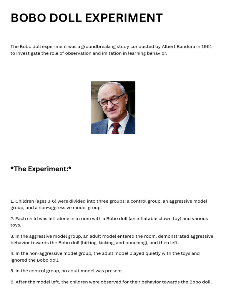 The Bobo Doll Experiment Was A Groundbreaking Study Conducted by Albert ...