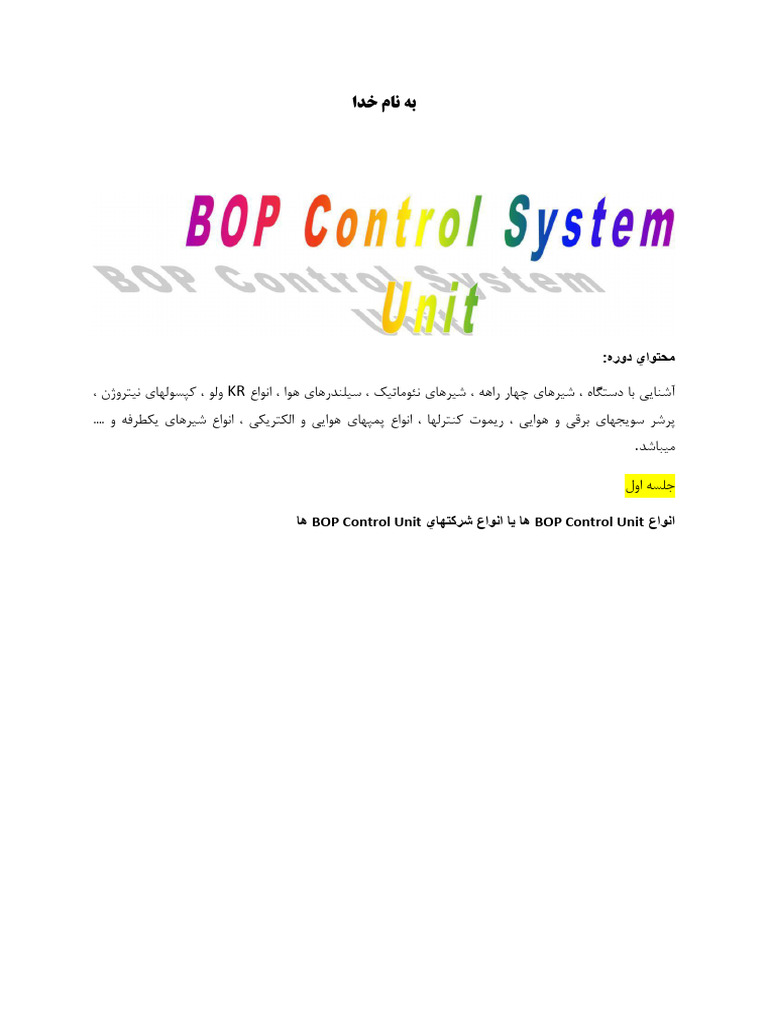 BOP Control Unit BOP Control Unit | PDF