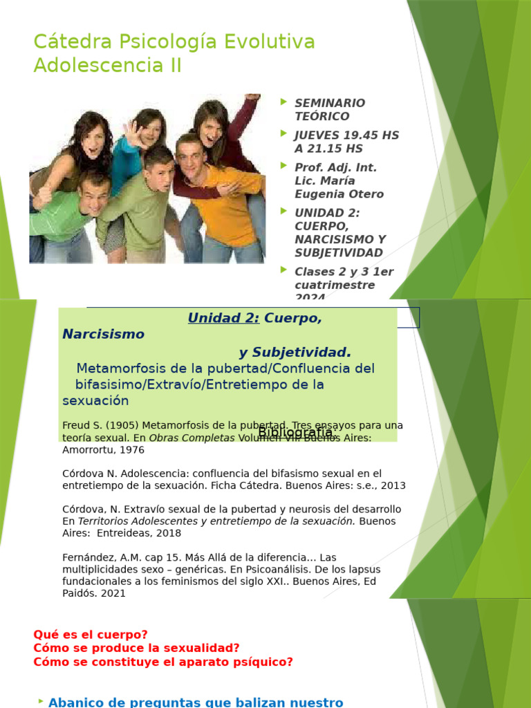 Eugenia Teórico Clases 2 y 3 Unidad.2 1er Cuat 2024 | PDF | La sexualidad humana | Psicoanálisis