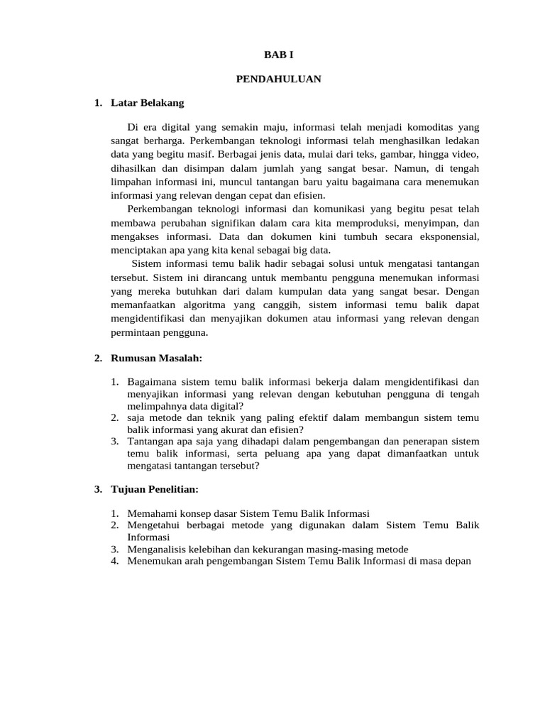 Makalah Tugas SI Temu Balik Terbaru | PDF