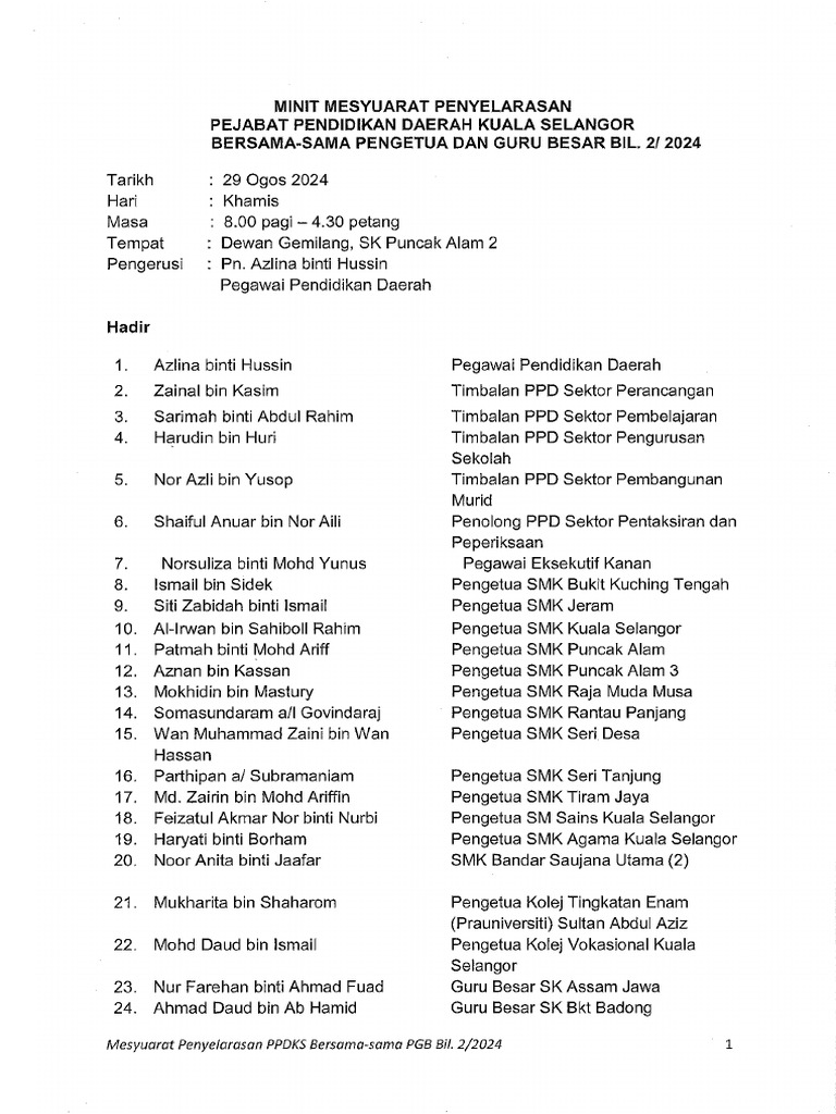 Minit Mesy Ppdks & PGB Bil 2 2024 | PDF