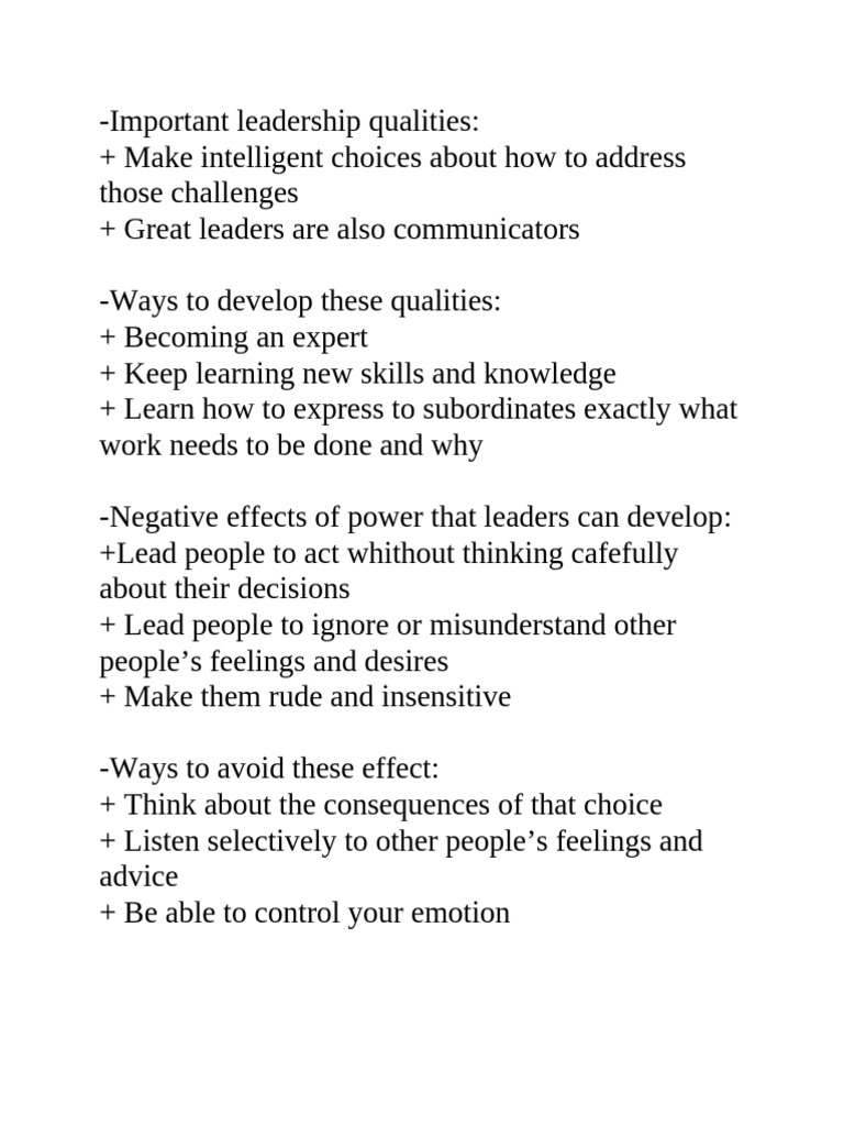 Important Leadership Qualities | PDF