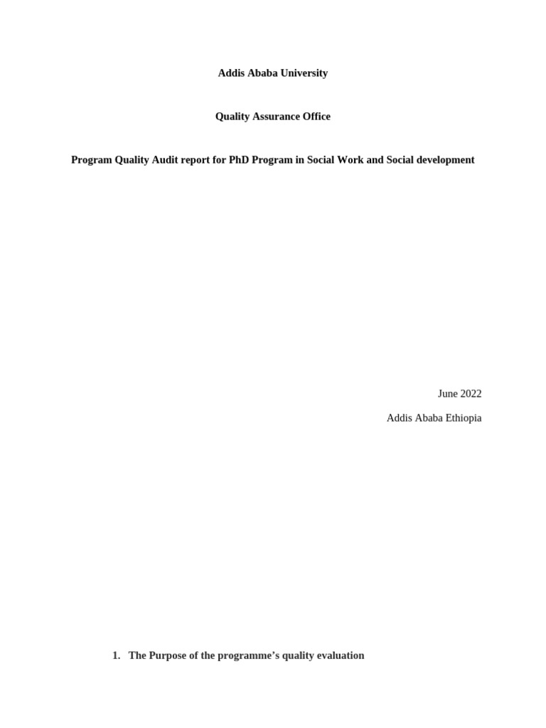 PhD Program Quality Audit Report: Social Work | PDF | Educational ...