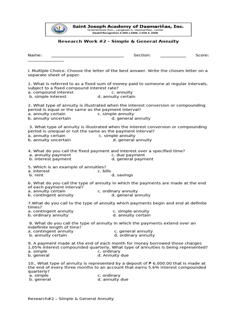 Research Work 2 Simple General Annuity | PDF | Interest | Personal Finance