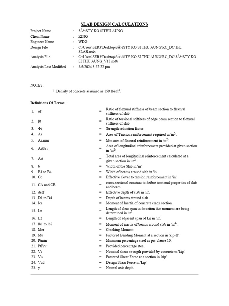 1FL Slab Cal | PDF | Beam (Structure) | Bending