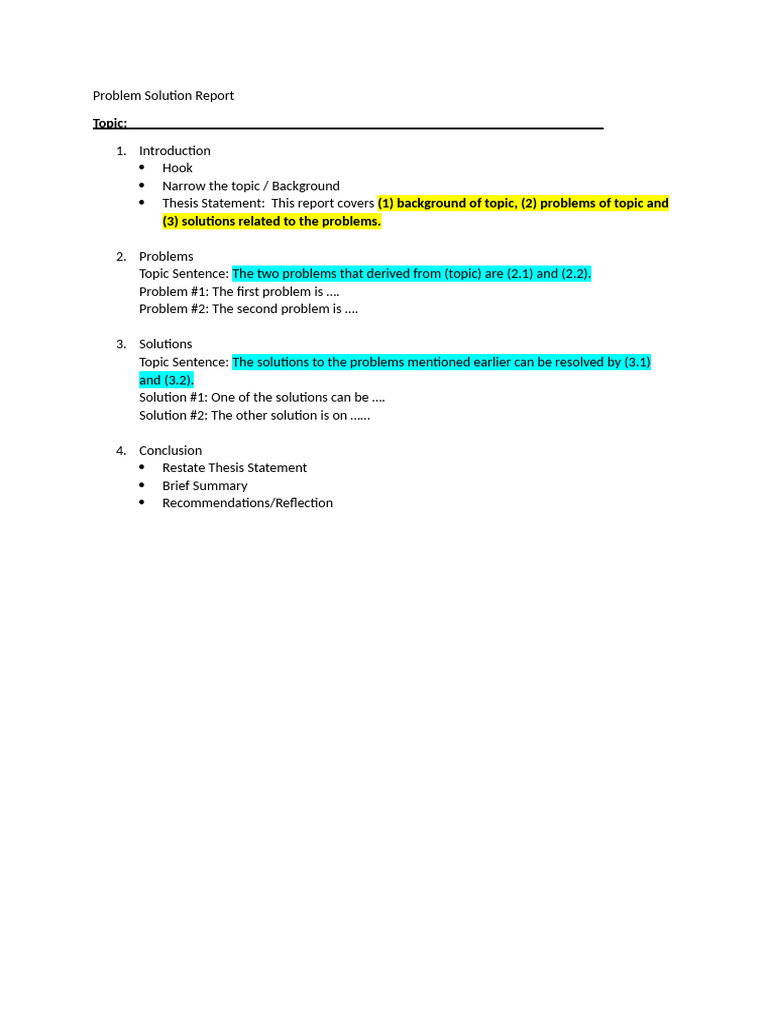 Problem Solution Outline Essay | PDF