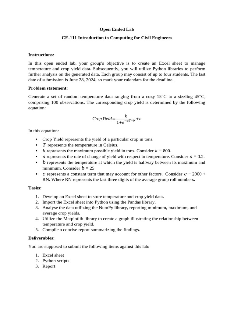 Open Ended Lab_ITC | PDF