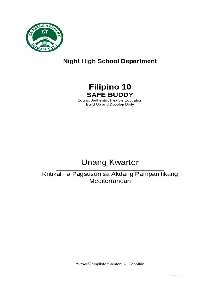 Filipino 10 Safe Buddy 1 ST | PDF