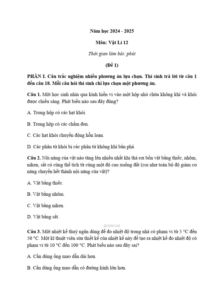 ĐỀ 3 LÝ 12 GHKI | PDF