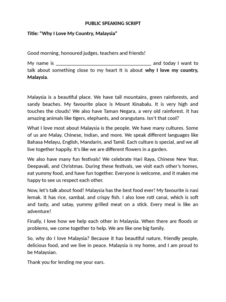 PUBLIC SPEAKING, Story Telling SCRIPT | PDF | Malaysia