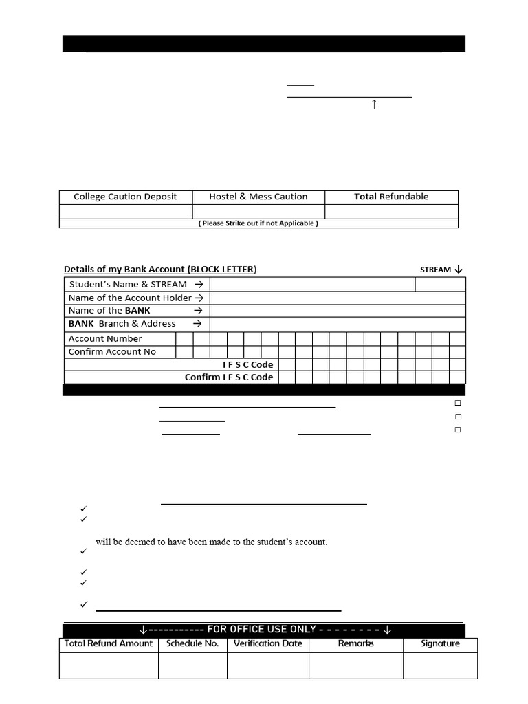 Caution Refund FORM 2023 1 | PDF | Banks | Payments