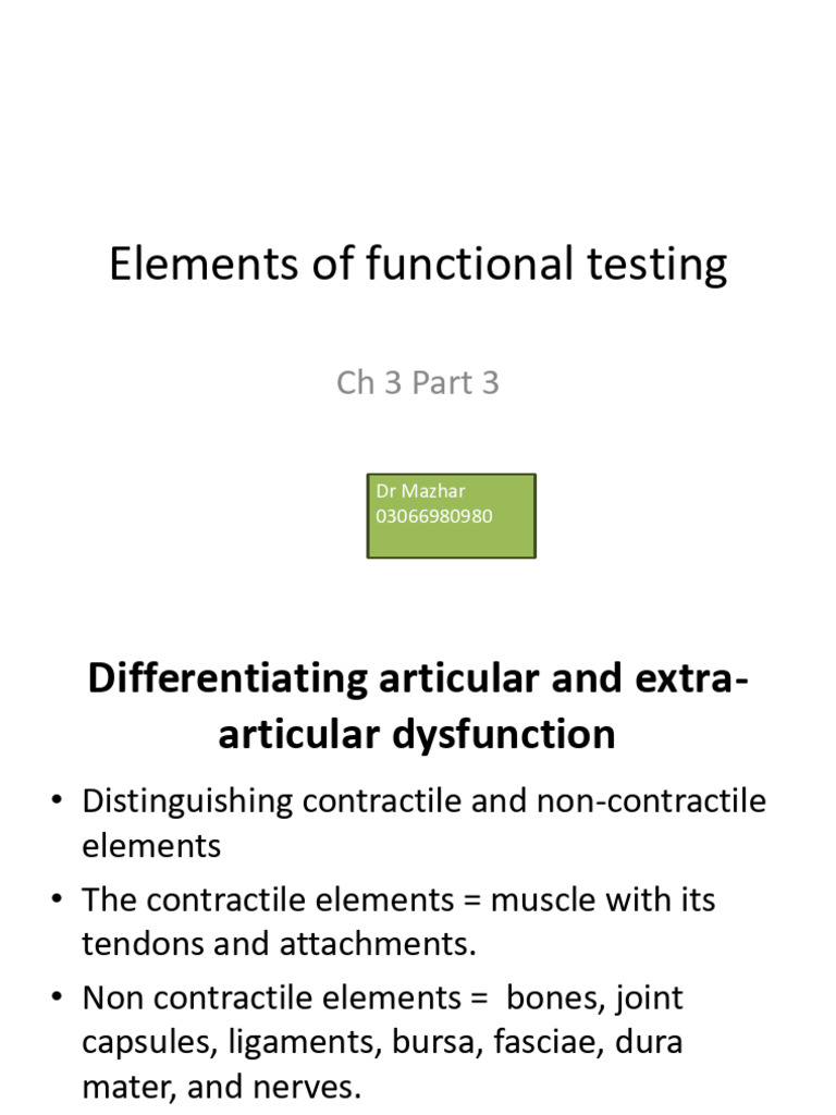 Elements of Functional Testing | PDF | Muscle | Muscle Contraction