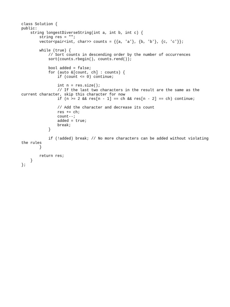Longest Happy String | PDF Longest Happy String | PDF