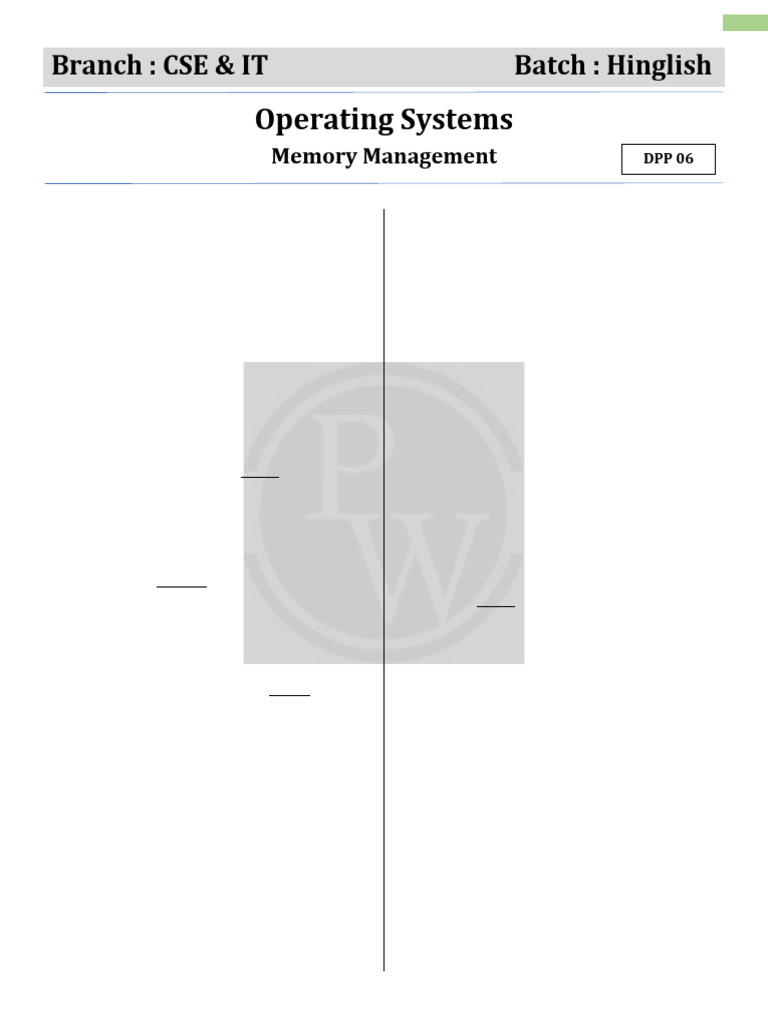 Memory Management - DPP 06 (Of Lec 07) | PDF | Bit | Computer Programming