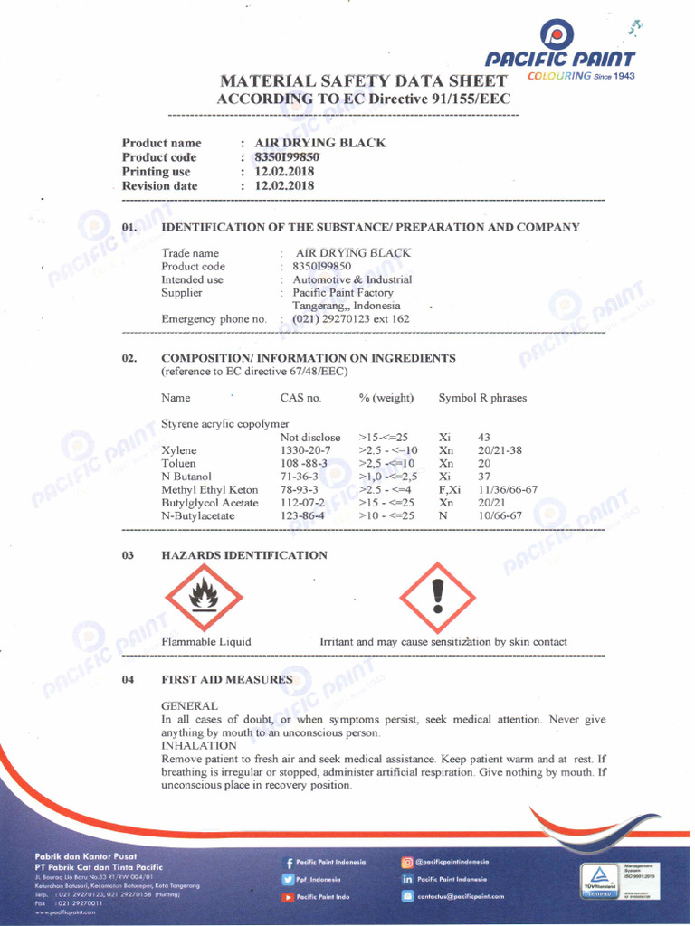 MSDS AD BLACK 8350I99850 (ENG Ver.) | PDF