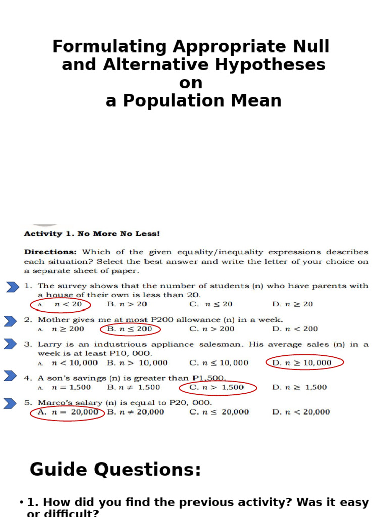 Formulating Appropriate Null-Alternative Hypothesis-Onetailed-Twotailed | PDF | Hypothesis ...