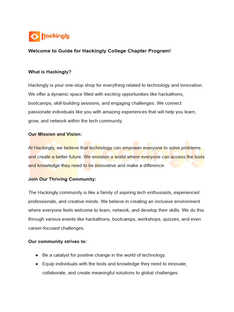 Hackingly College Chapter Guide | PDF | Mentorship | Computer Security