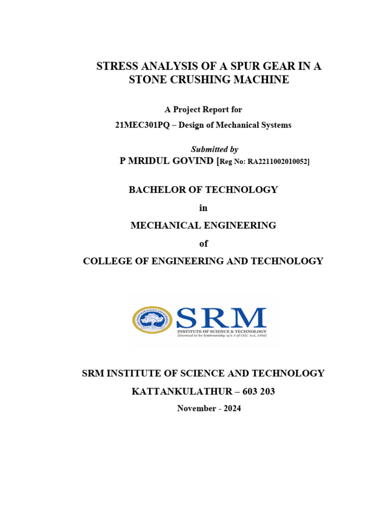 Mridul Dms Report | PDF | Gear | Stress (Mechanics)