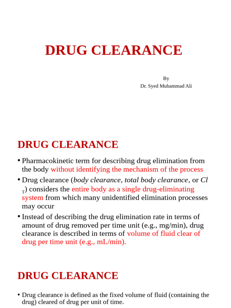 Understanding Drug Clearance Mechanisms | PDF | Pharmacokinetics ...