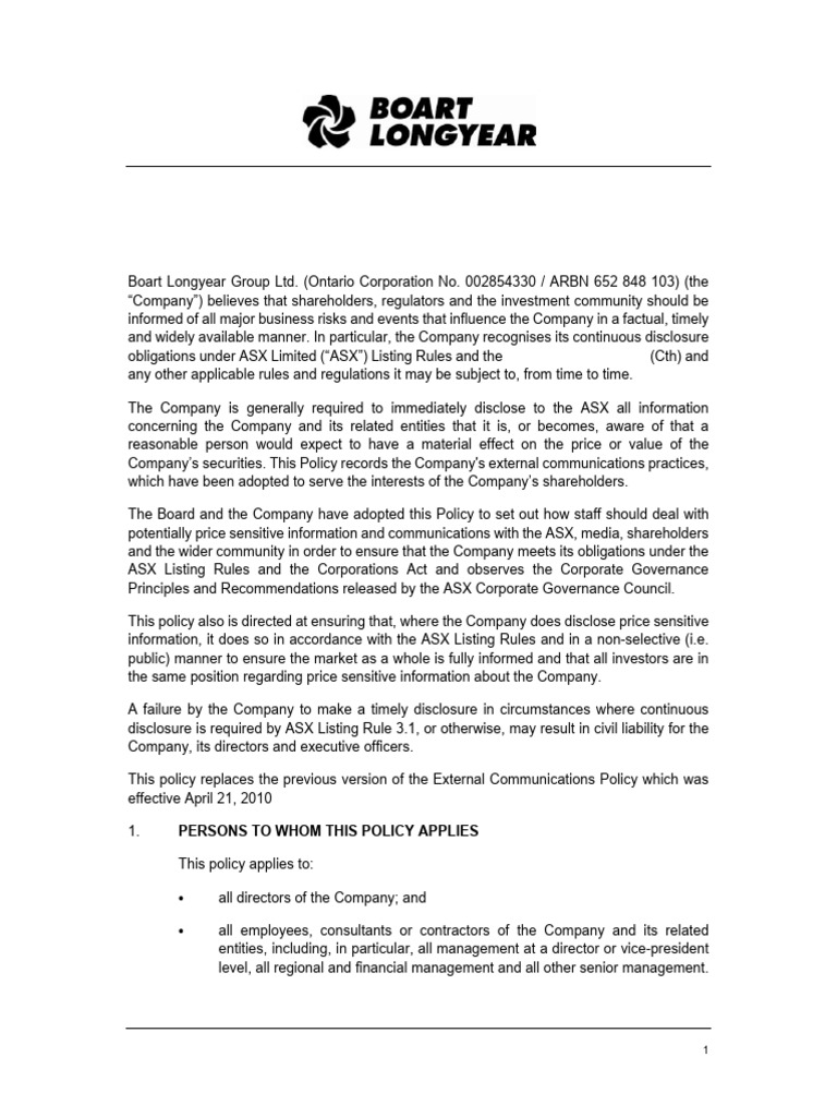 External Communications Policy Overview | PDF | Discovery (Law ...