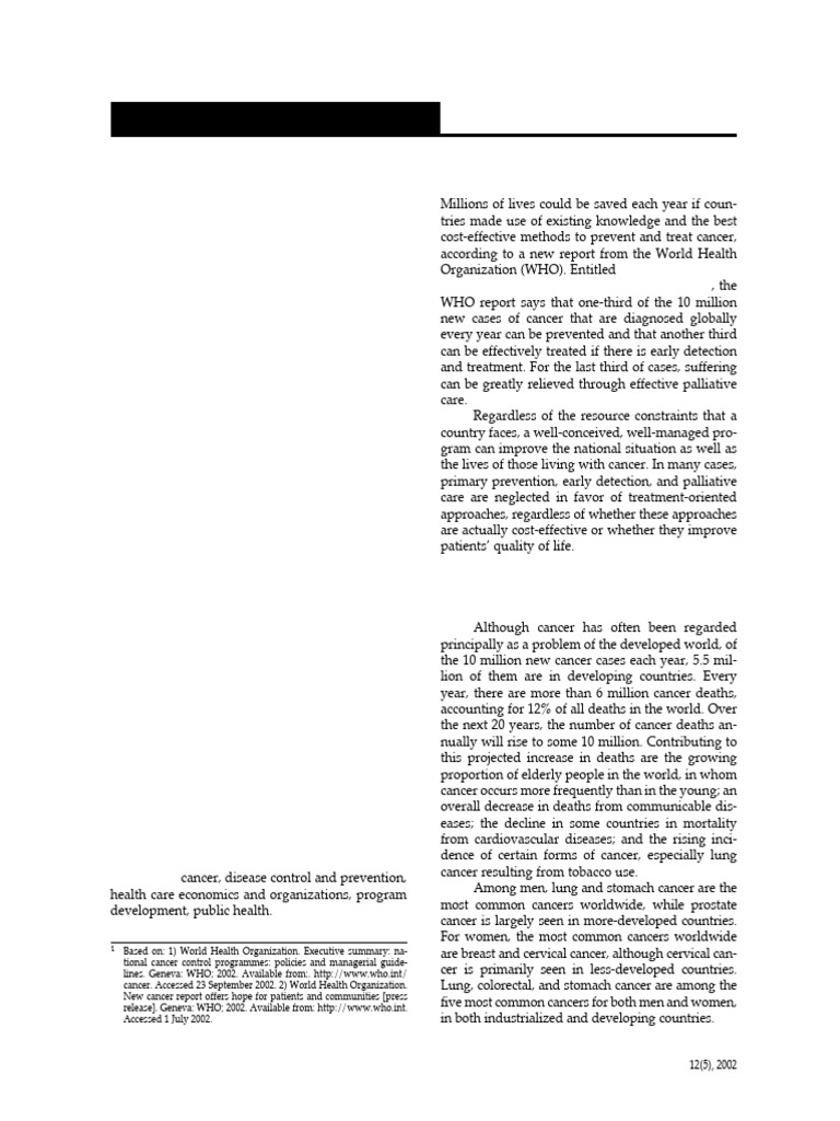 Policies and Managerial Guidelines For National Cancer Control Programs ...