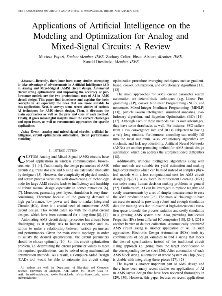 AI in Analog Circuit Optimization | PDF | Machine Learning | Support ...