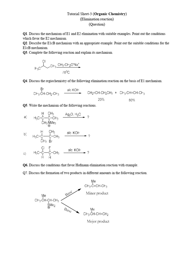 Tutorial Sheet Cy-101 - Elimination - Question | PDF | Teaching Methods & Materials | Science ...