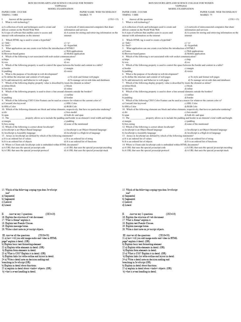 WT QP | PDF | World Wide Web | Internet & Web