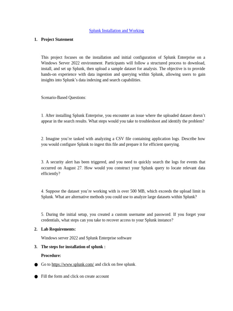 Splunk Installation and Working - v1.1 | PDF | Data | Information Technology Management